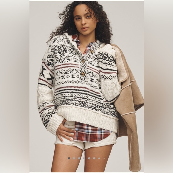 Pilcro | Sweaters | Nwt Pilcro Relaxed Hooded Sweater Black And White ...